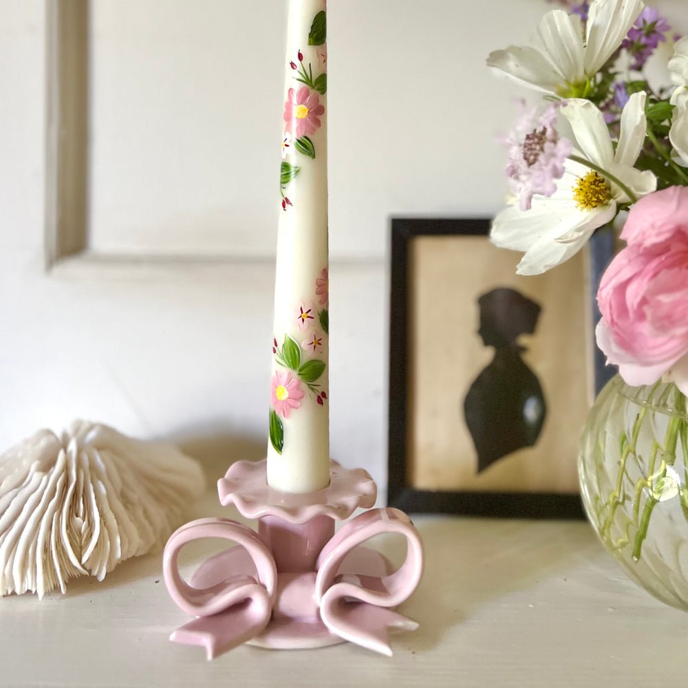 Pink Bow Candlestick